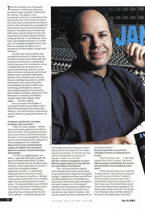 (SCANS) Jan Hammer interview - Sound On Sound (January 1988) - Jan ...